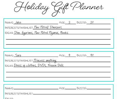 Free Christmas Gift Planner Printable